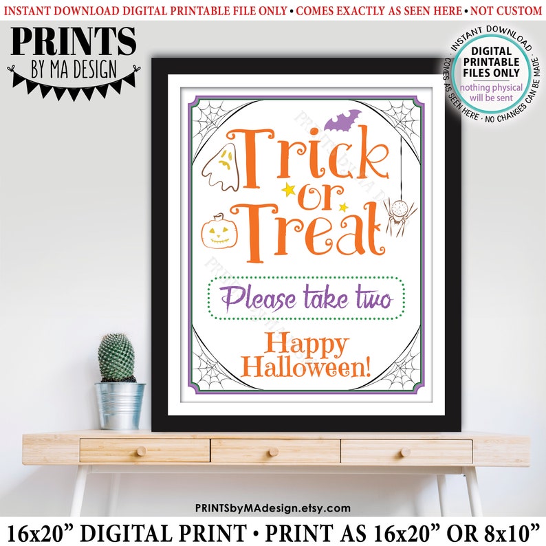 Trick or Treat Sign Please Take Two Help Yourself to Candy - Etsy UK