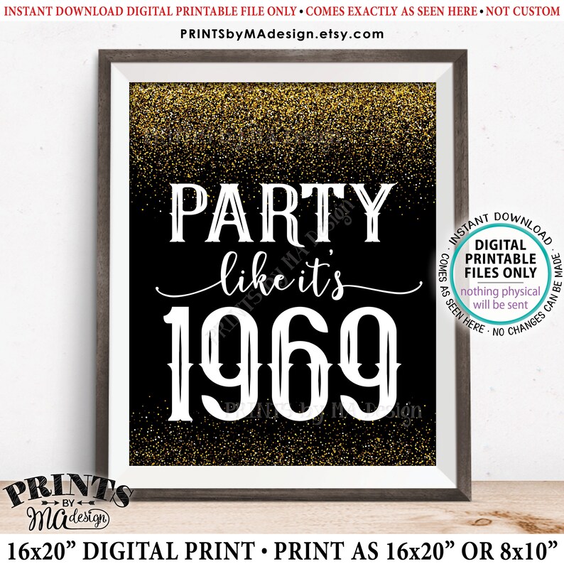 Party Like It's 1969 Birthday Party Sign 1969 Reunion - Etsy
