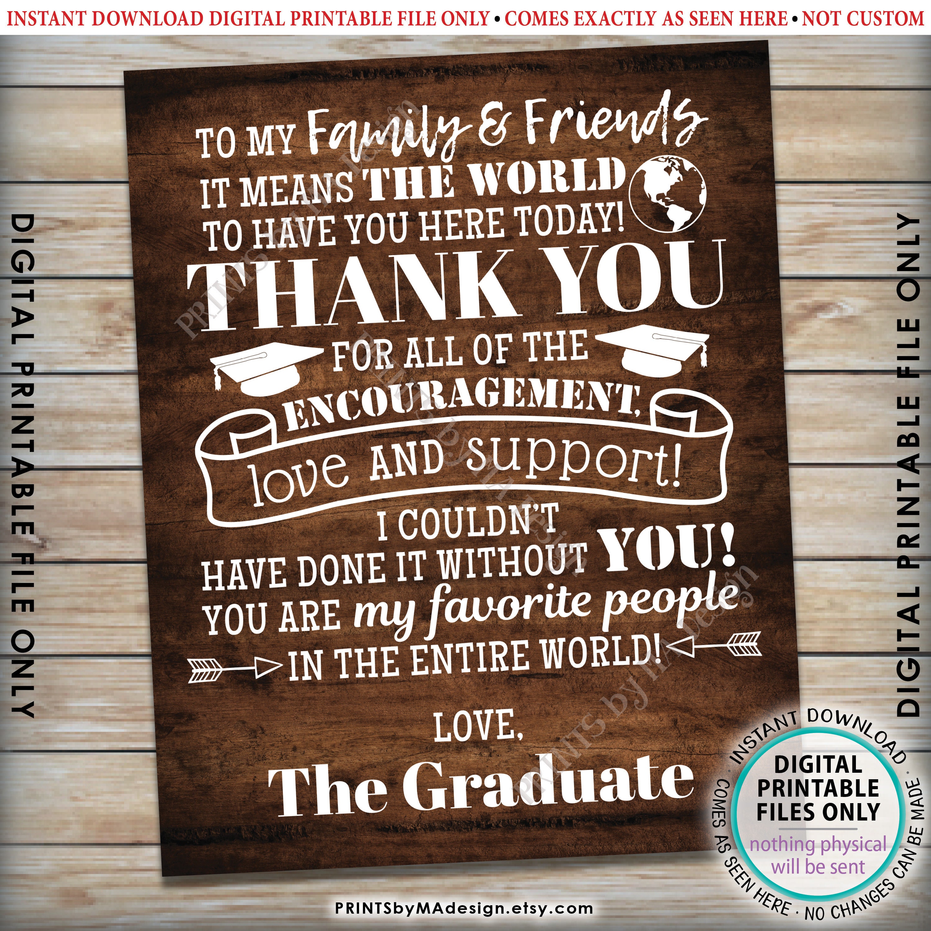 Graduation Party Thank You Sign Thanks From The Graduate Grad Party 
