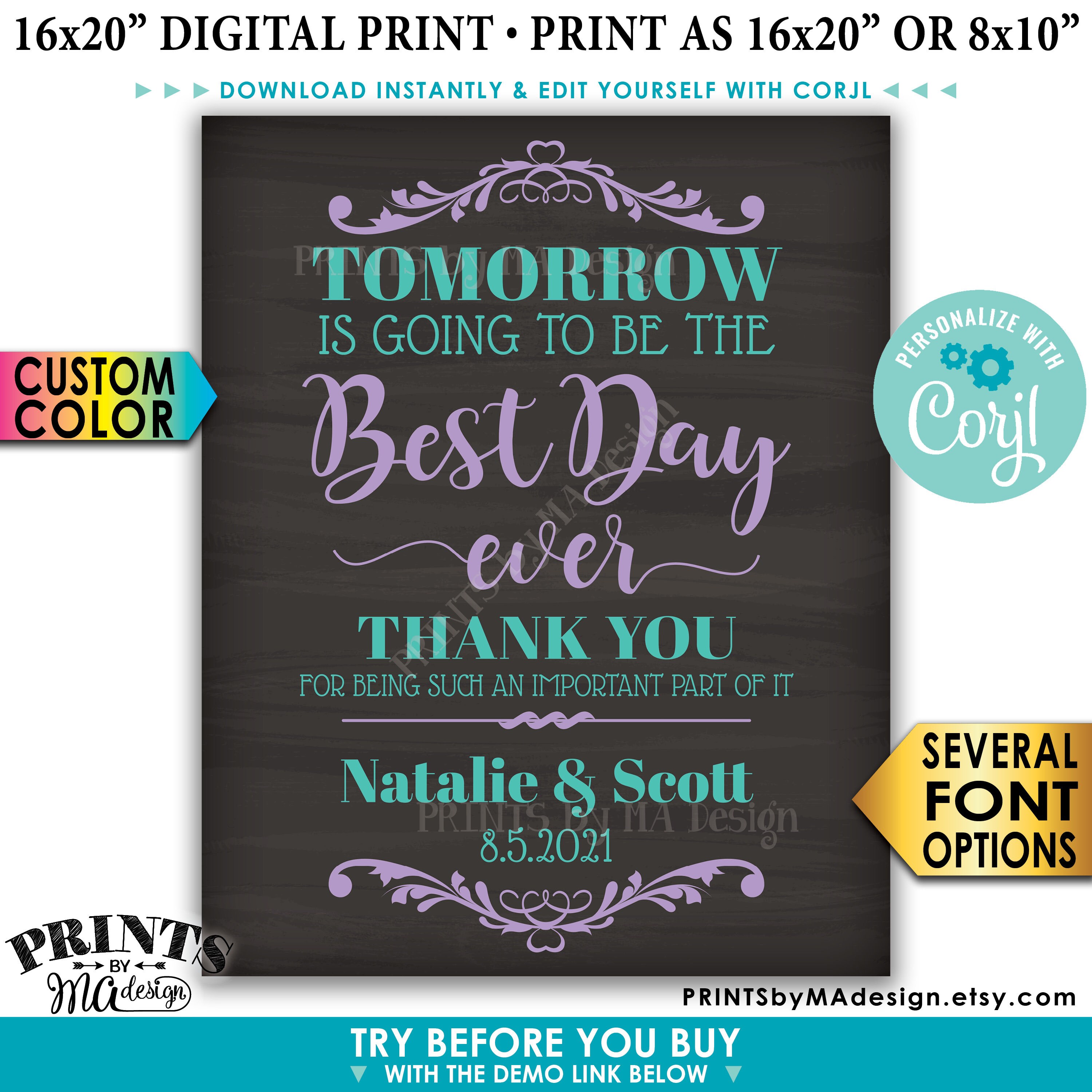 Tomorrow is Going to Be The Best Day Ever Sign, PRINTABLE 16x20 ...