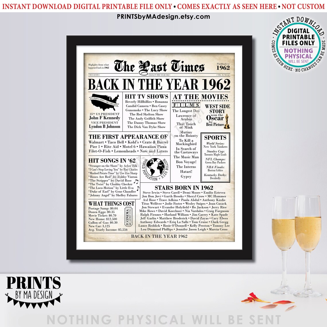 Flashback to 1962 Newspaper Back in the Year '62 USA | Etsy