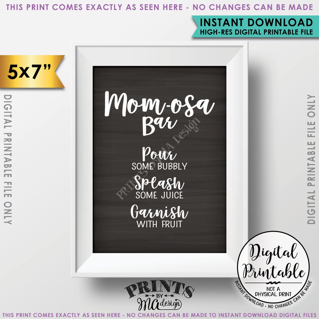 Mom-osa Bar Sign, Momosa Sign, Mimosa Baby Shower, Make a Mimosa Decor ...
