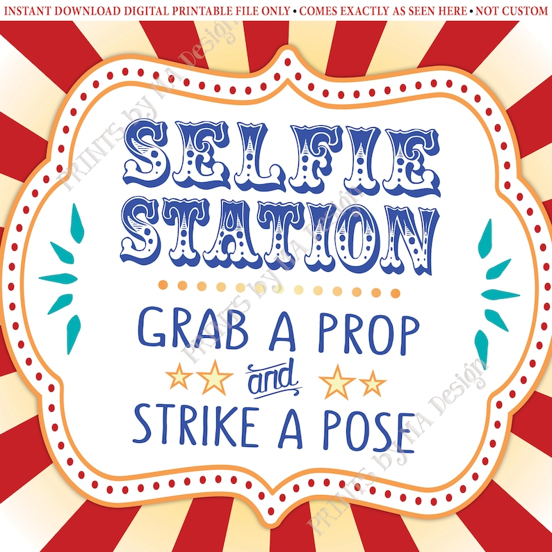 Selfie Station Sign With a Carnival Theme Grab a Prop and - Etsy