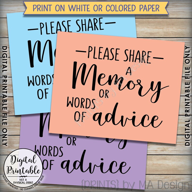 Share a Memory or Words of Advice Sign Share Memories Write - Etsy