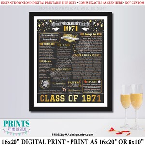Class of 1971 Reunion Decoration, Back in the Year 1971 Poster Board ...