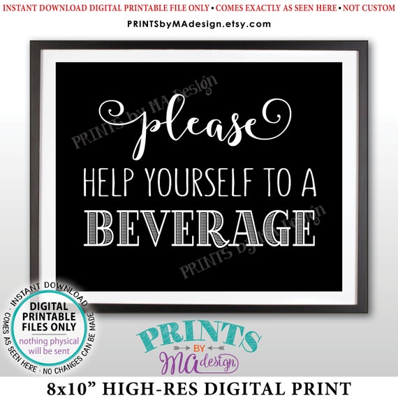 Beverage Station Sign Please Help Yourself to a Beverage | Etsy