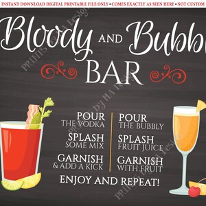 Bloody and Bubbly Bar Sign, Mimosas & Bloody Marys, Brunch Cocktails ...