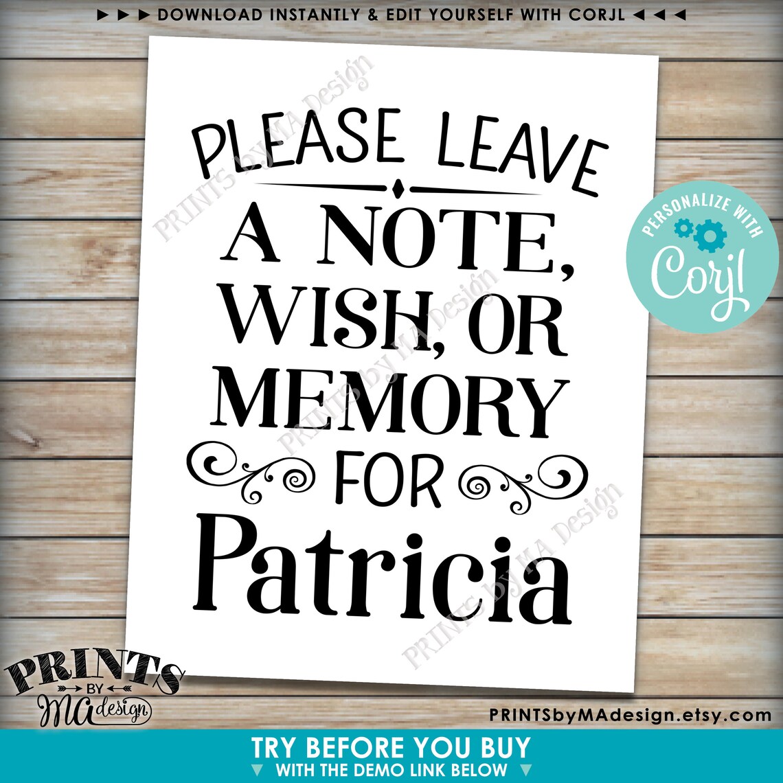 Please Leave a Note Wish or Memory Sign Write a Message Sign - Etsy