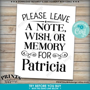 Please Leave a Note Wish or Memory Sign, Write a Message Sign ...