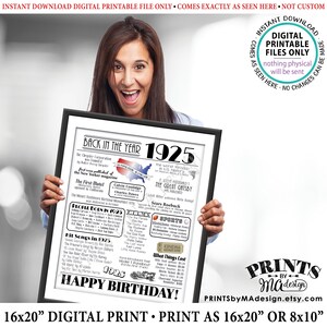 Born in the Year 1925 Flashback Poster, Back in 1925 Sign, Flashback to ...