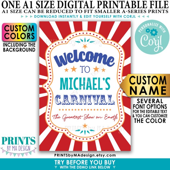 Carnival Welcome Sign Welcome to the Carnival Entrance Sign | Etsy