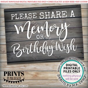 Share a Memory or Birthday Wish Sign, Write a Memory, Share Memories ...