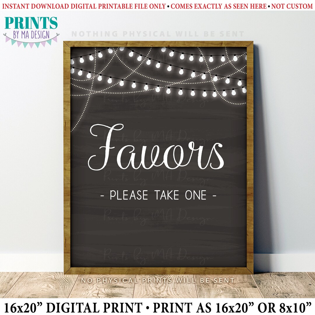 Favors Sign, Please Take One Favor Sign, Wedding Shower Birthday ...