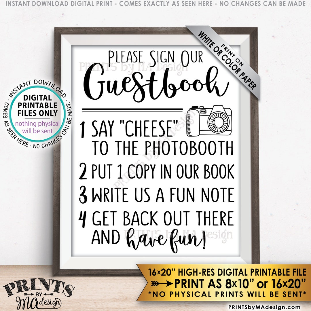 Guestbook Photobooth Sign Add Photo to the Guest Book Sign Photo Booth ...