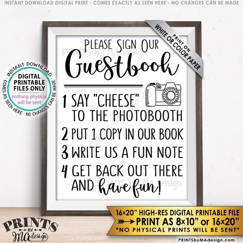 Guestbook Photobooth Sign Add Photo to the Guest Book Sign - Etsy