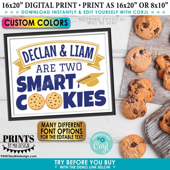 Smart Cookies Sign Custom Names Cookie Bar PRINTABLE | Etsy