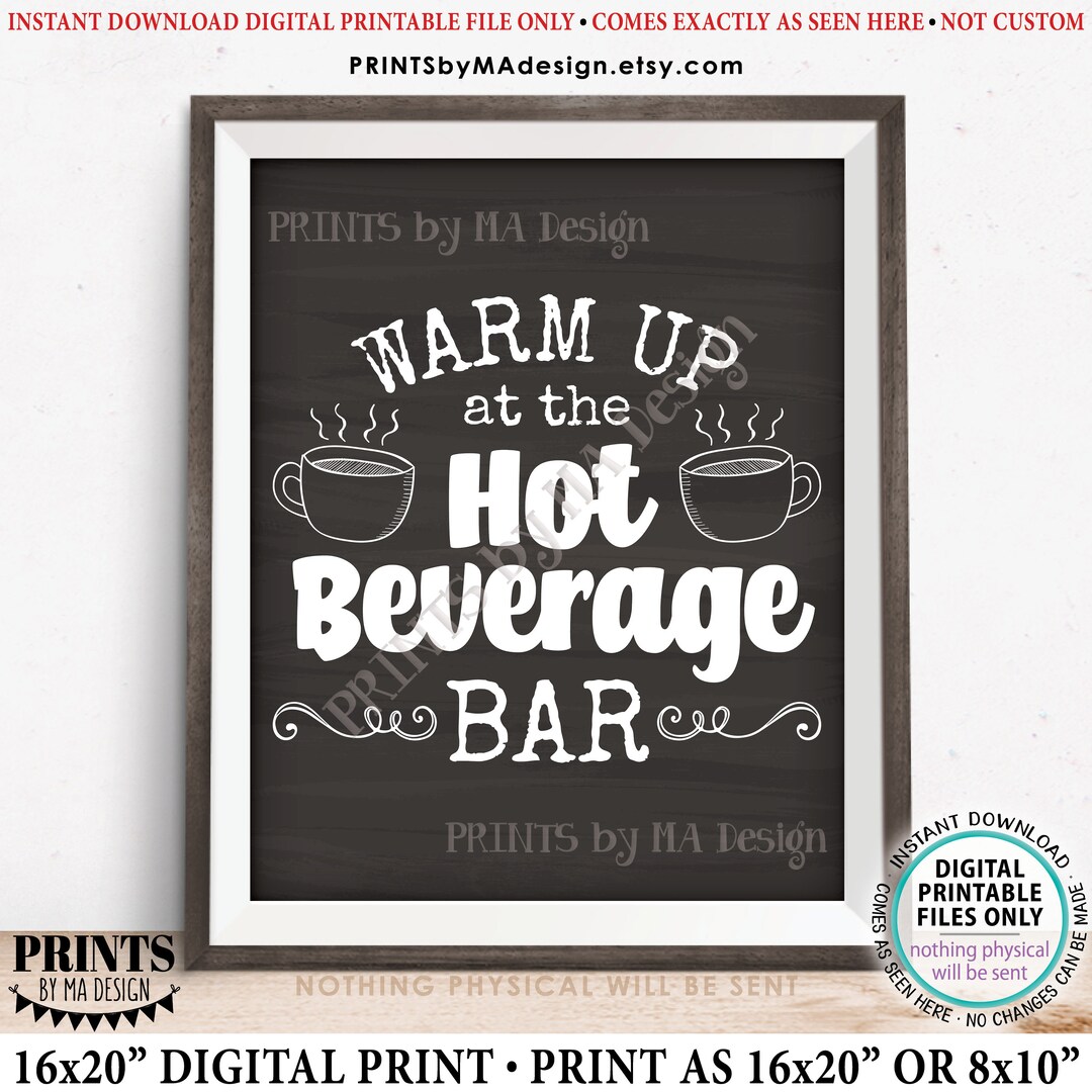 Hot Beverage Bar Sign, Chocolate Station, Cocoa Drink Display Warm ...