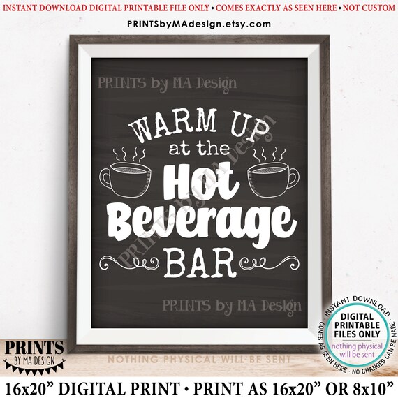 Hot Beverage Bar Sign Chocolate Station Cocoa Drink Display | Etsy