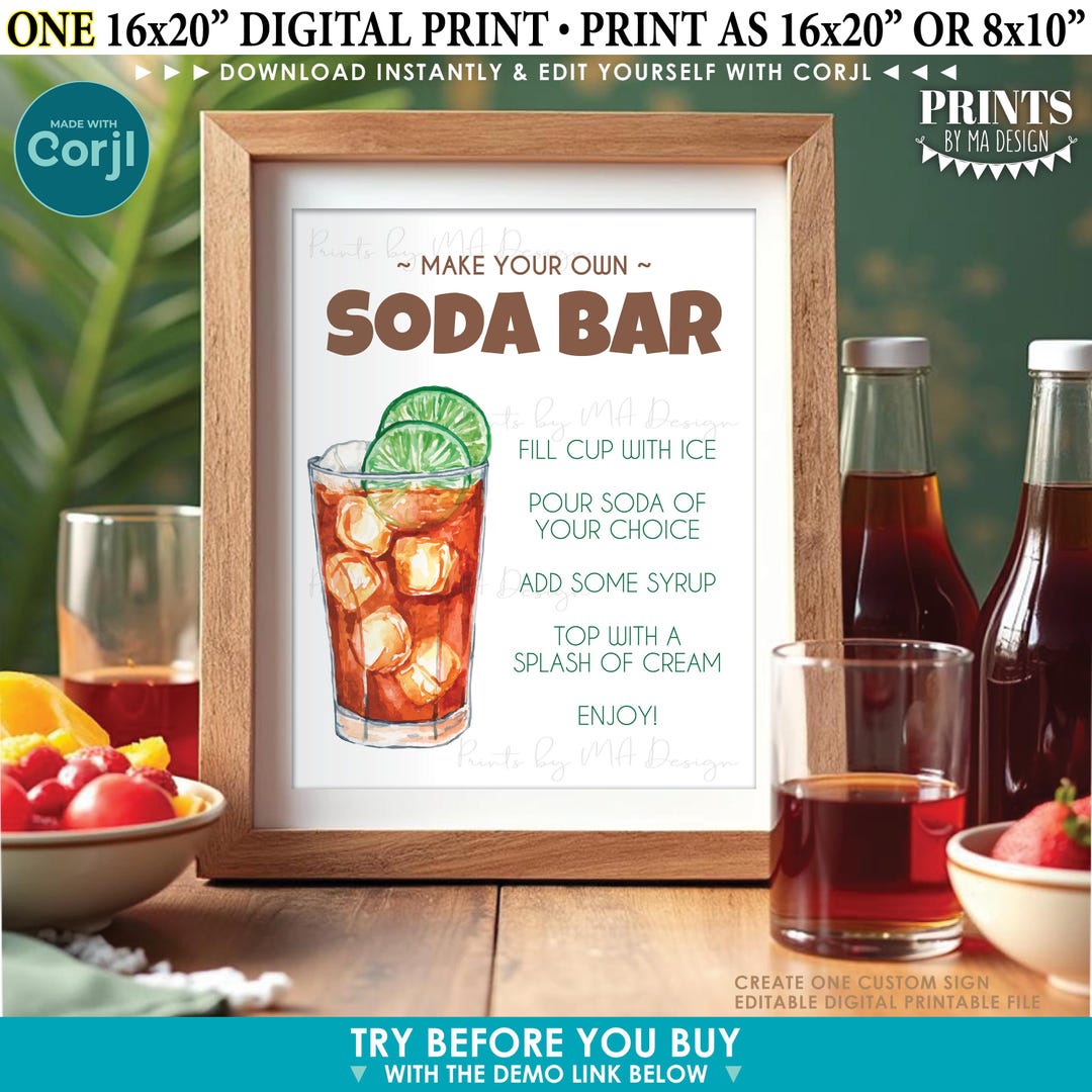 Editable Soda Bar Sign, DIY Drink Station, Italian/dirty Soda ...