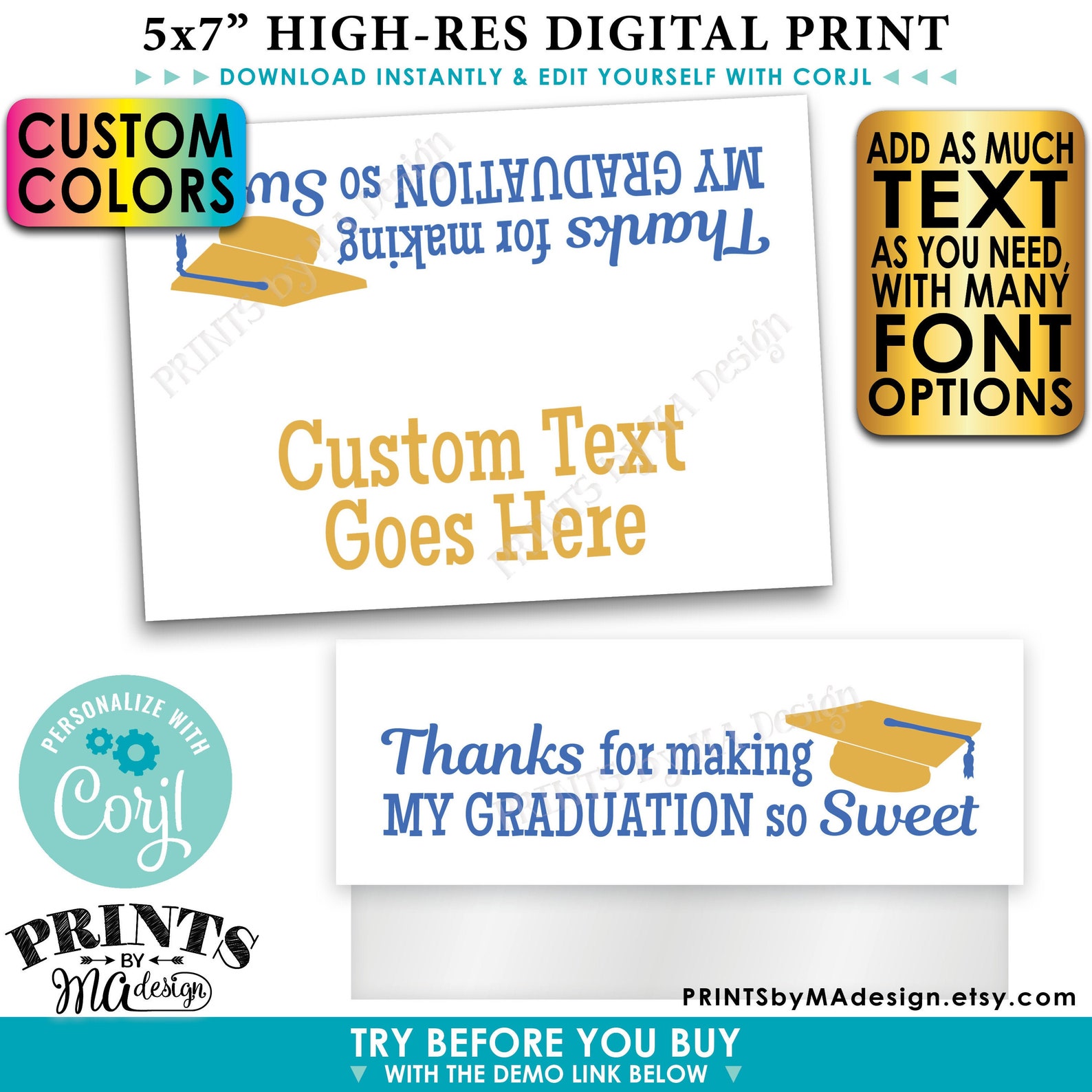 Graduation Goodie Bag Toppers Thanks for Making My Graduation - Etsy