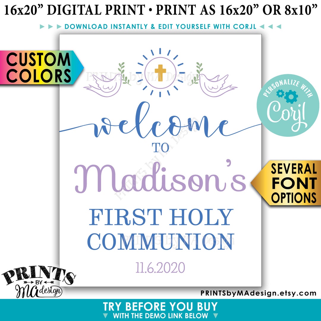 First Communion Welcome Sign, First Holy Communion, First Eucharist ...