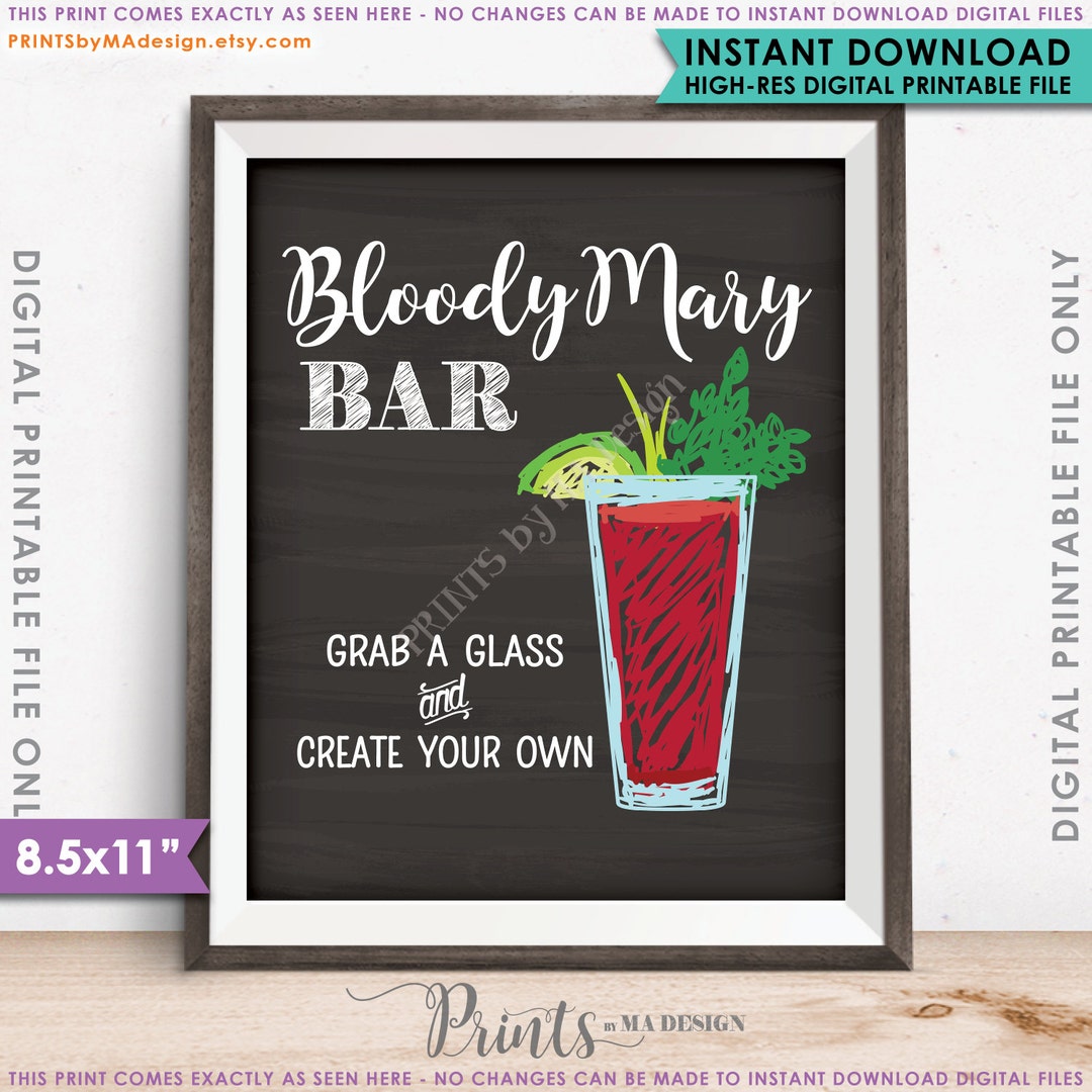 Bloody Mary Bar Sign, Create Your Own Bloody Mary, Wedding Bridal ...