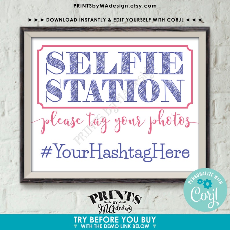 Selfie Station Sign Snap a Photo & Share on Social Media - Etsy