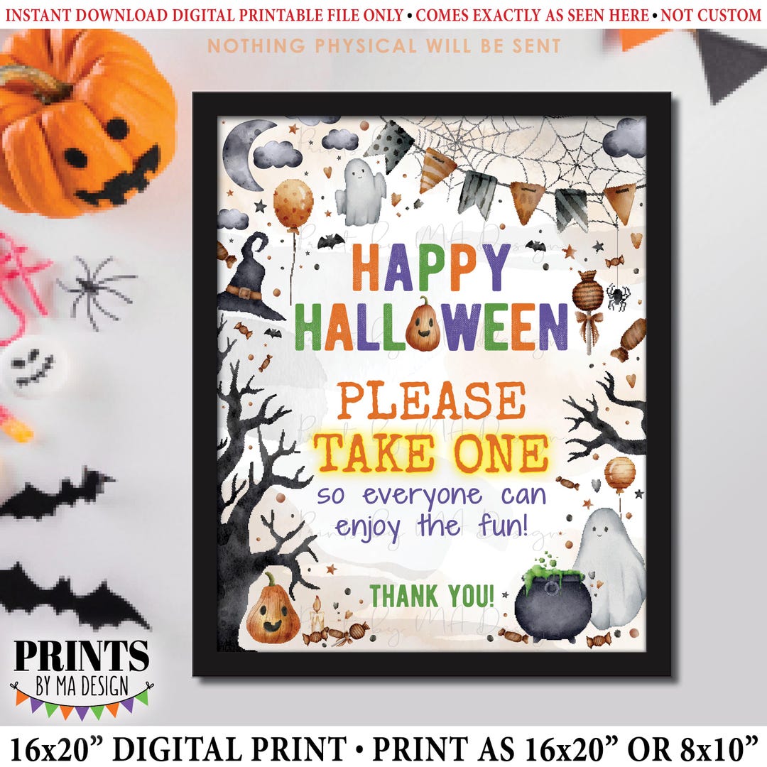 Please Take One Piece of Candy Sign, Take a Treat, Trick-or-treat ...