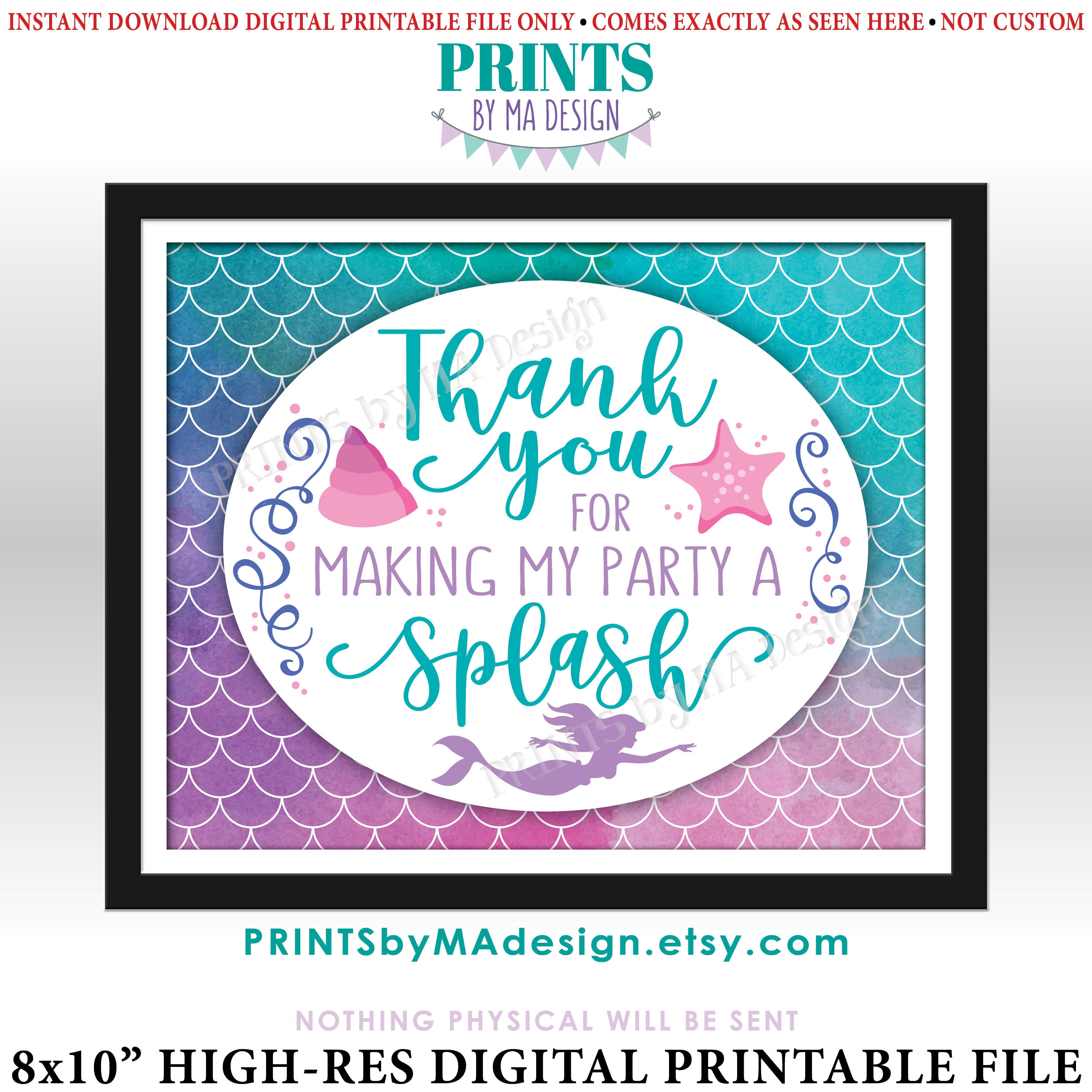 Mermaid Party Sign Thank You for Making by Party a Splash - Etsy