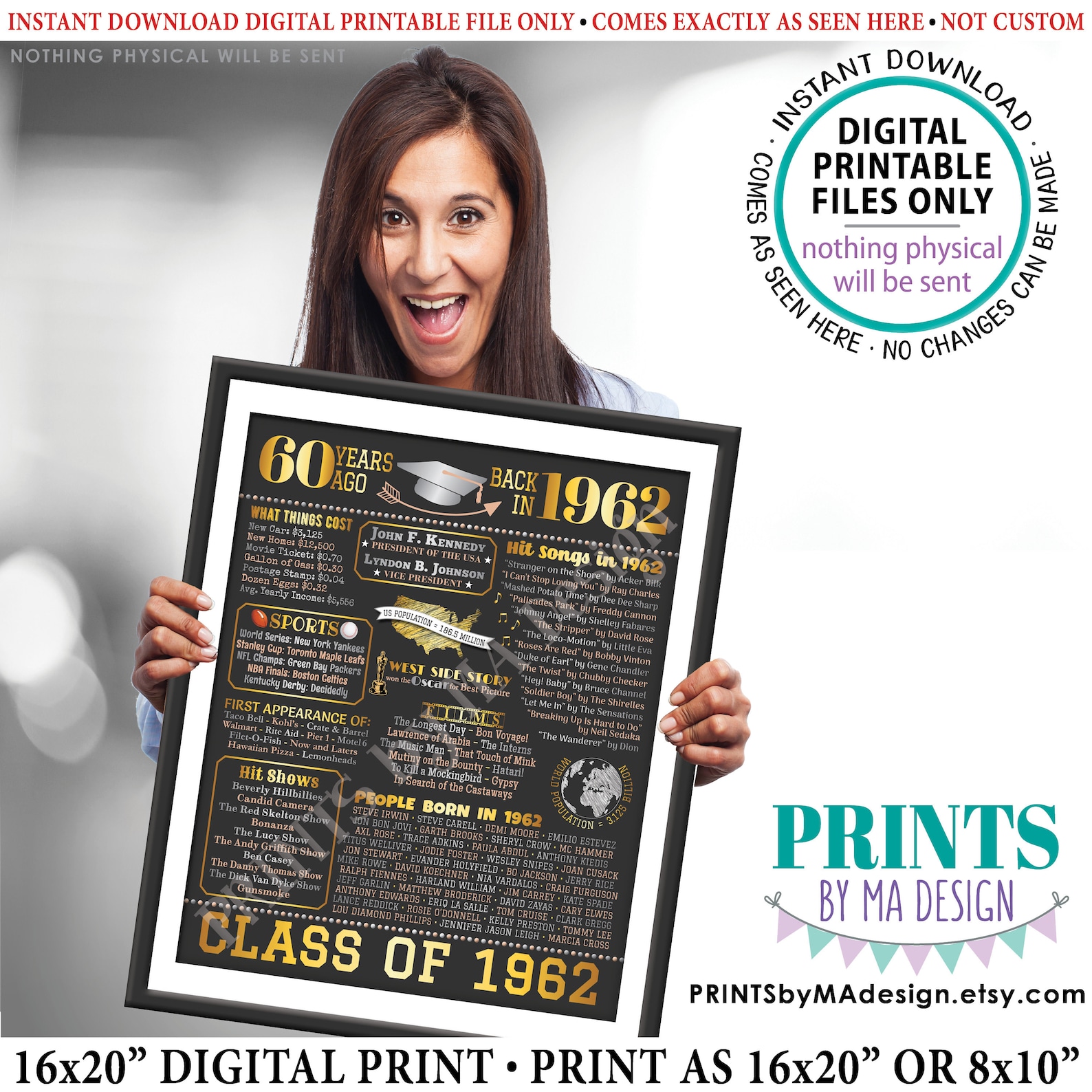 60th High School Reunion Decoration Class of 1962 Graduated - Etsy