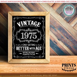 1975 Birthday Sign, Vintage Better With Age Poster, Whiskey Theme ...
