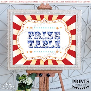 Carnival Prize Table Sign, Carnival Party Prizes Sign, Circus, Birthday ...