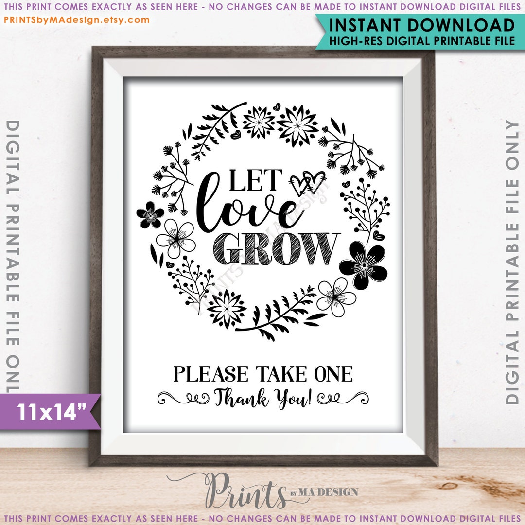 Let Love Grow Sign, Watch Our Love Grow Wedding Favors, Plant Seeds ...