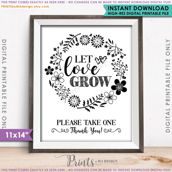 Let Love Grow Sign Watch Our Love Grow Wedding Favors Plant | Etsy