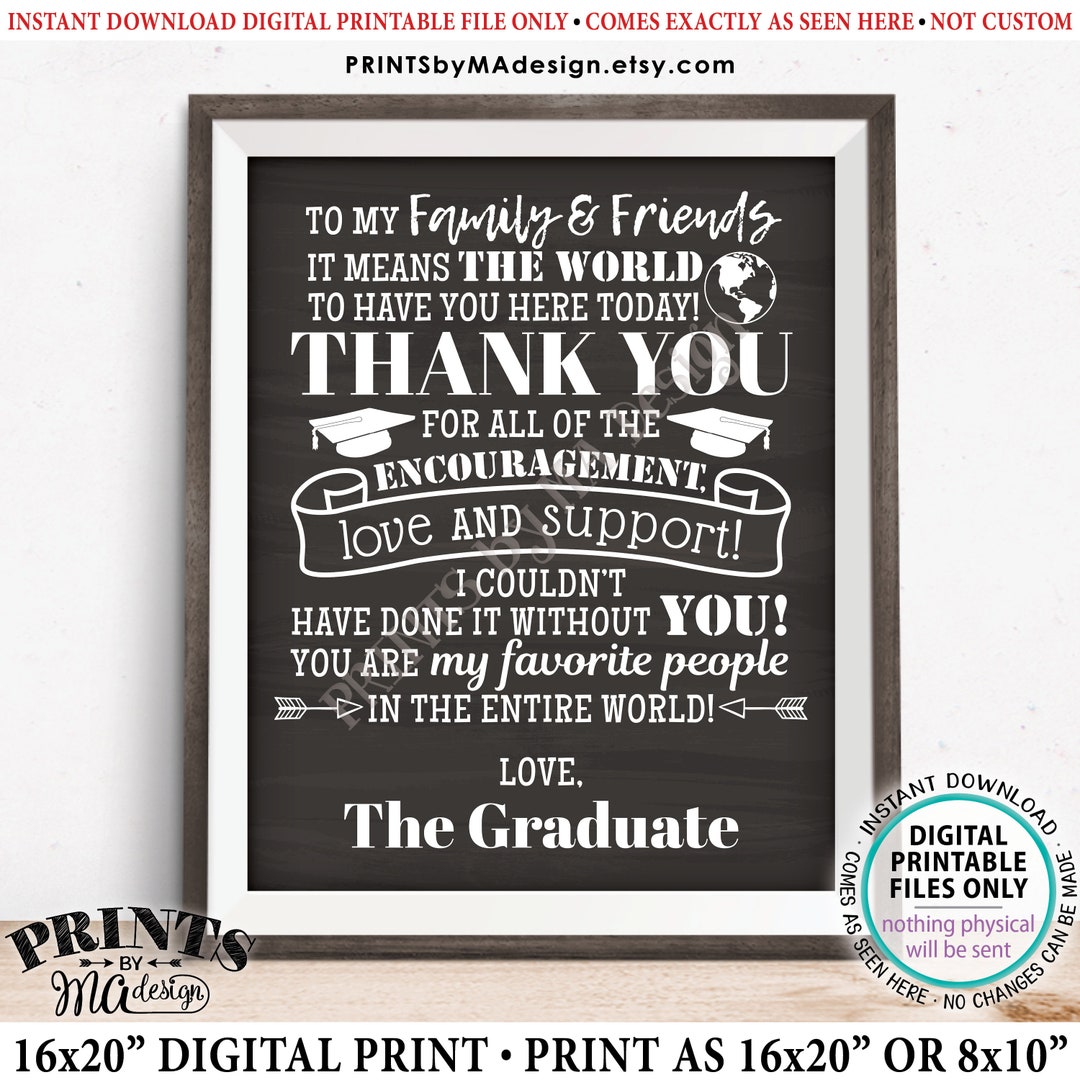 Graduation Party Thank You Sign, Thanks From the Graduate Grad Party ...