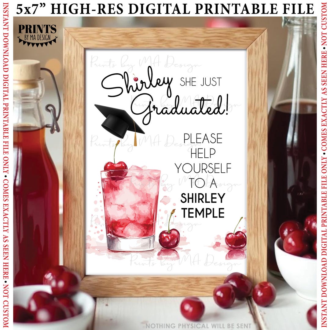 Graduation Shirley Temple Sign, Her Signature Drink Station, Non ...