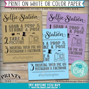 Selfie Station Sign, Share on Social Media, Custom PRINTABLE 8x10/16x20 ...