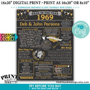 Back in 1969 Anniversary Poster Board, Flashback to 1969 Sign, Gift ...