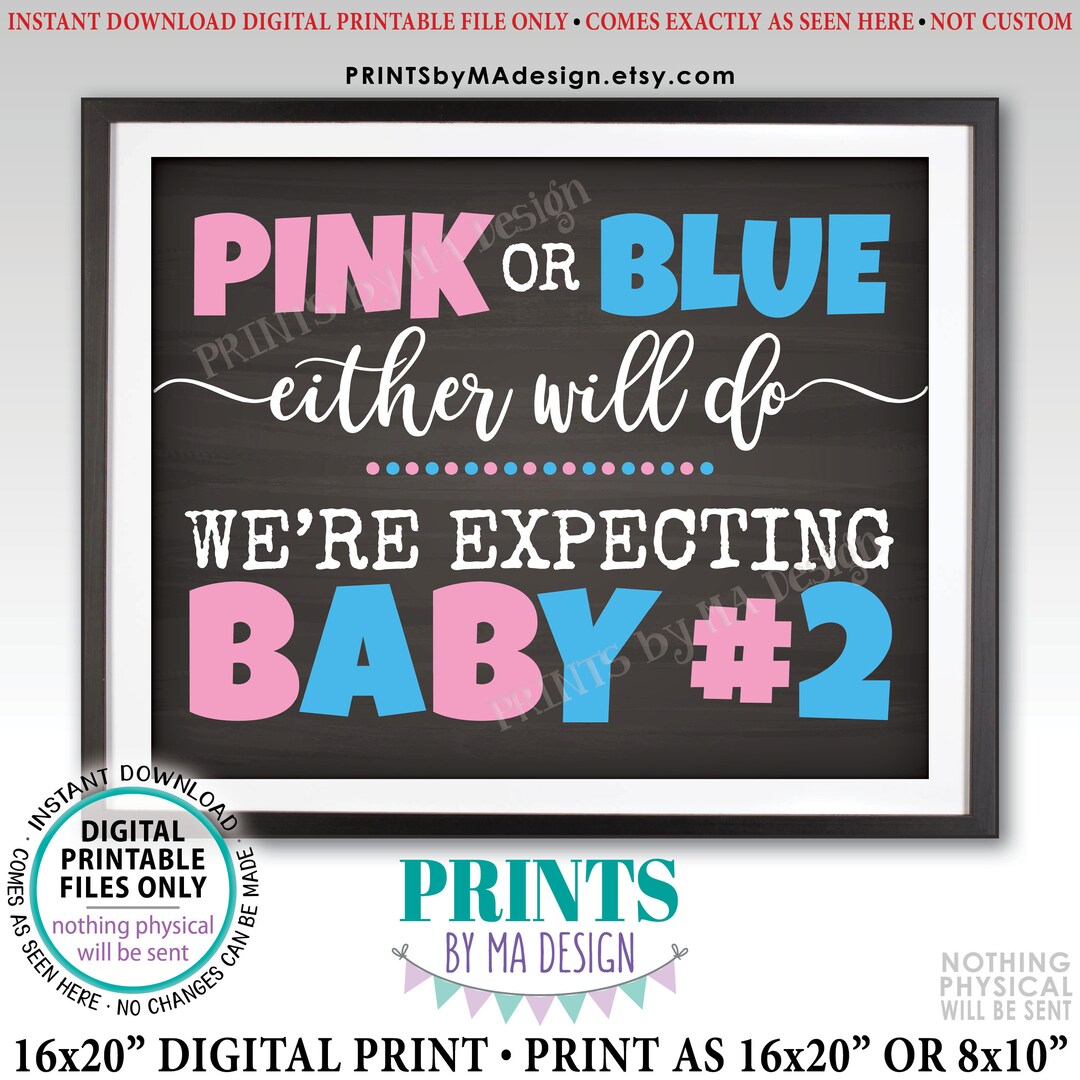 Baby Number 2 Pregnancy Announcement, Pink or Blue Either Will Do We're ...