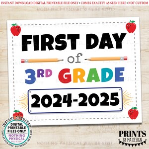 First Day of School Sign, Third Grader, Starting 3rd Grade, 2024-2025 ...