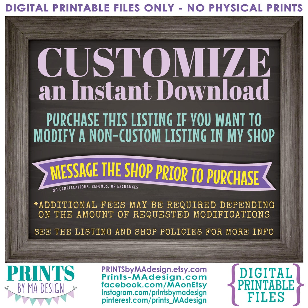 Customize an Instant Download, Must Message Shop PRIOR to Purchase for ...