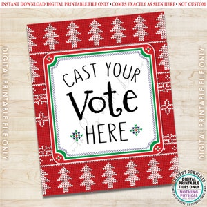 Cast Your Vote Here Ugly Christmas Sweater Voting Sign, Ugliest, Most ...