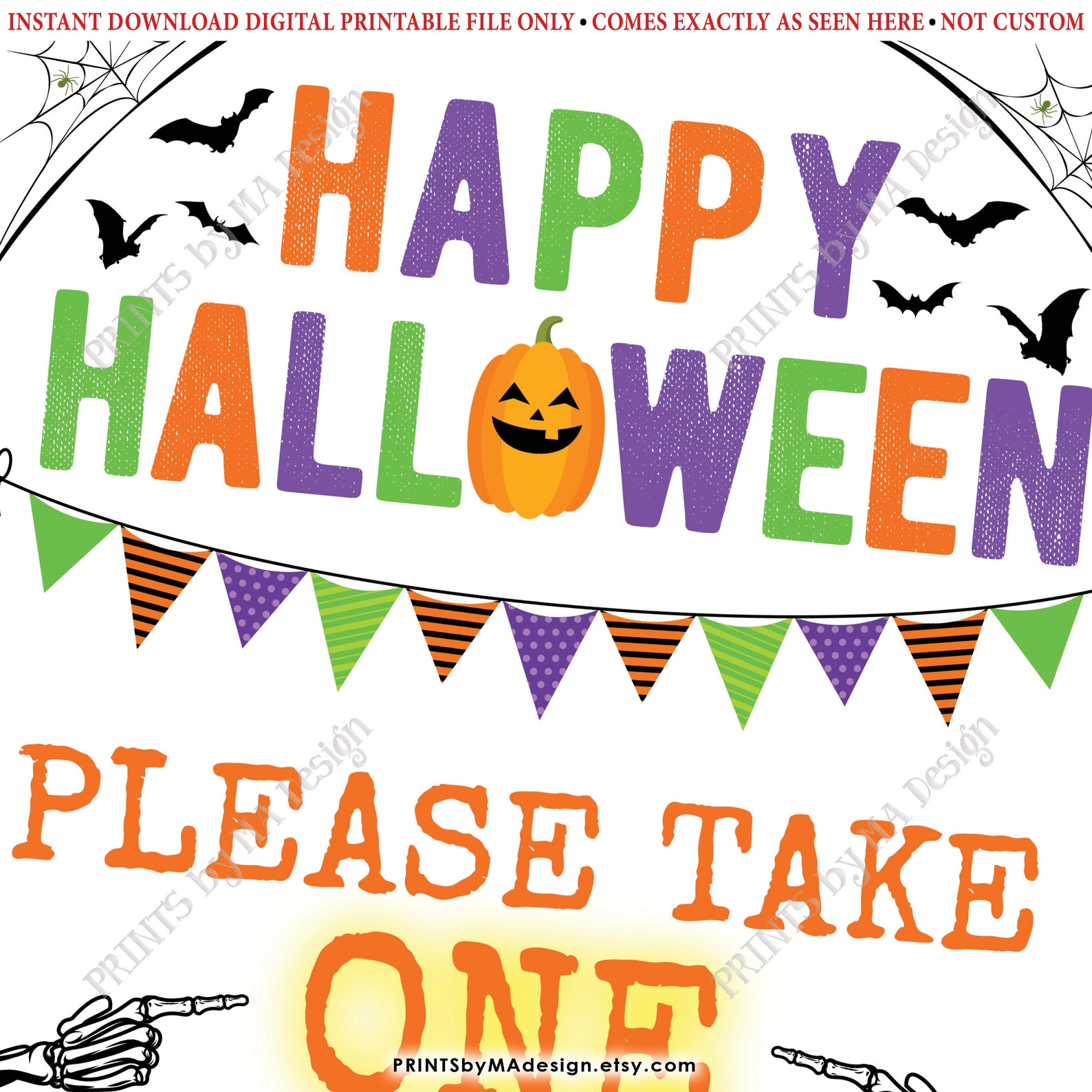 Please Take One Treat Sign Happy Halloween Trick-or-treat - Etsy