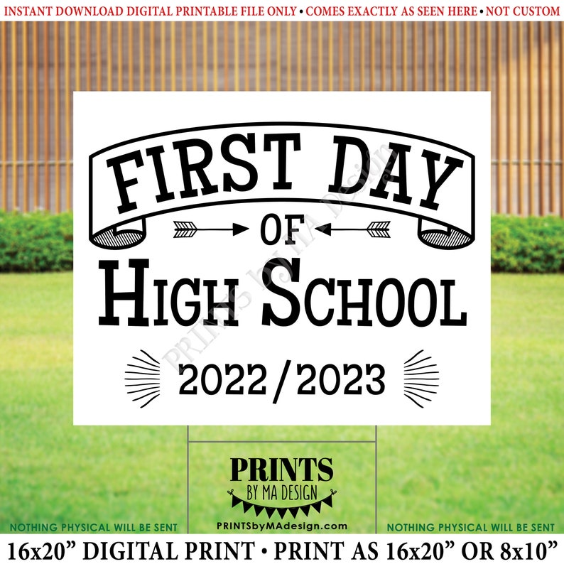 First Day of High School Sign Freshman Year 2022-2023 Dated - Etsy