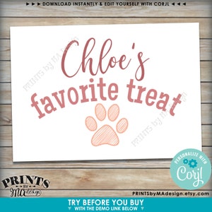 Editable Pet Paw Print Sign, Pet Treat Display, Custom PRINTABLE 5x7 ...