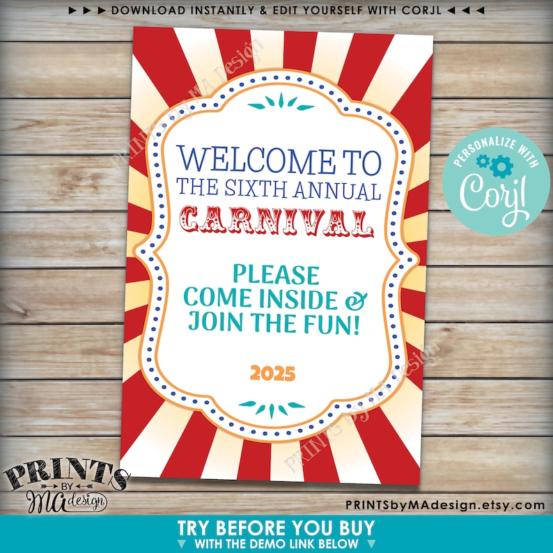Custom Carnival Sign, Carnival Theme Party Sign, Circus Birthday Party ...