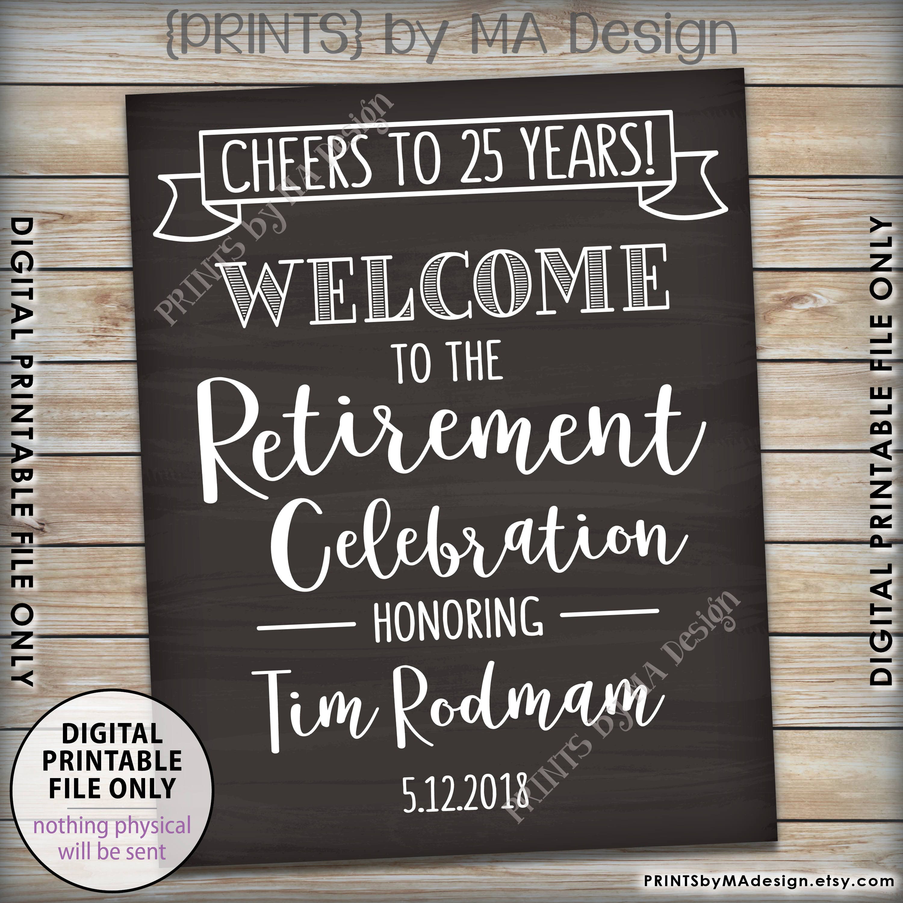 Retirement Party Sign, Cheers to Retirement Welcome to the Retirement ...