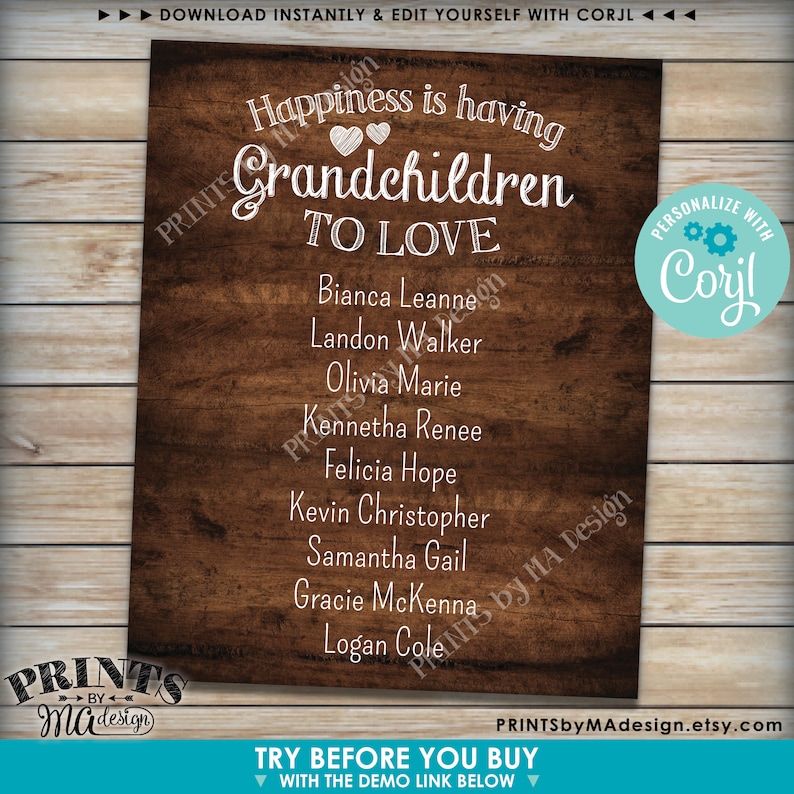 Grandchildren Sign With Names of Grandkids Grandparents Gift - Etsy