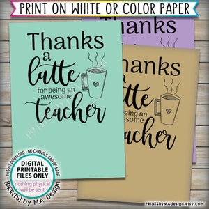 Thanks a Latte Card, Gift Card Holder for Teacher Gift for Teacher ...