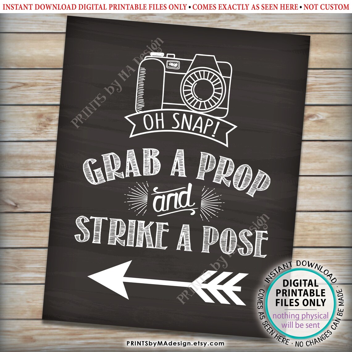 Photobooth Signs Grab a Prop and Strike a Pose Signs With - Etsy